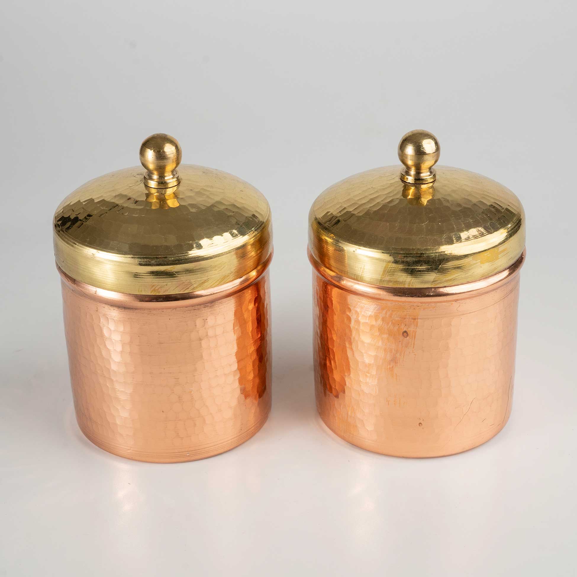 Handcrafted Traditional Copper Storage Dabba (Container) with Brass Lid ...