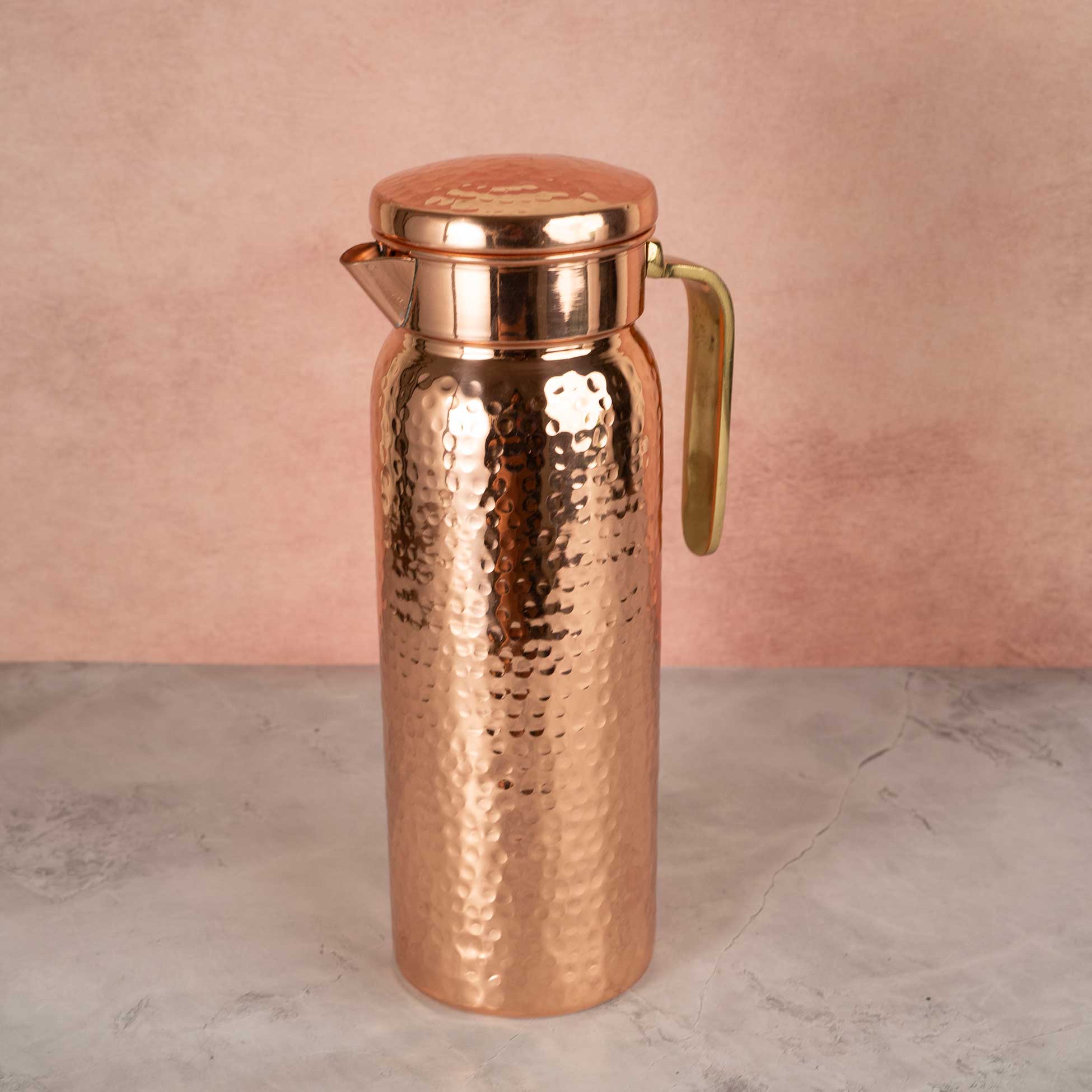 Handcrafted Hammered Copper Water Jar with Lid – Traditional Elegance ...