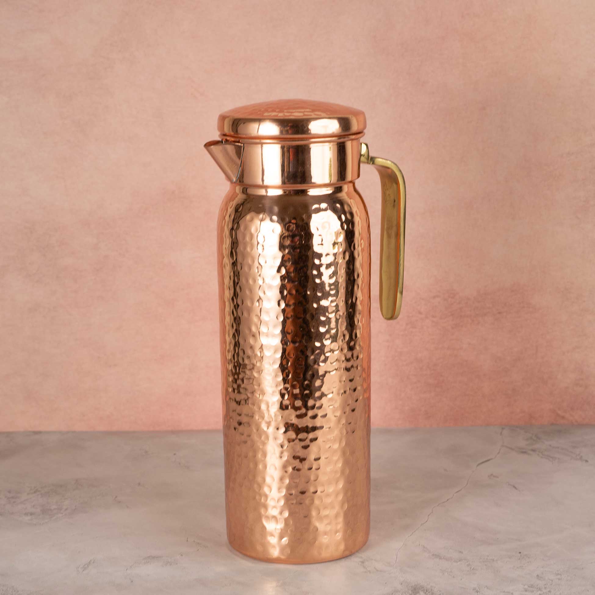 Handcrafted Hammered Copper Water Jar with Lid – Traditional Elegance ...
